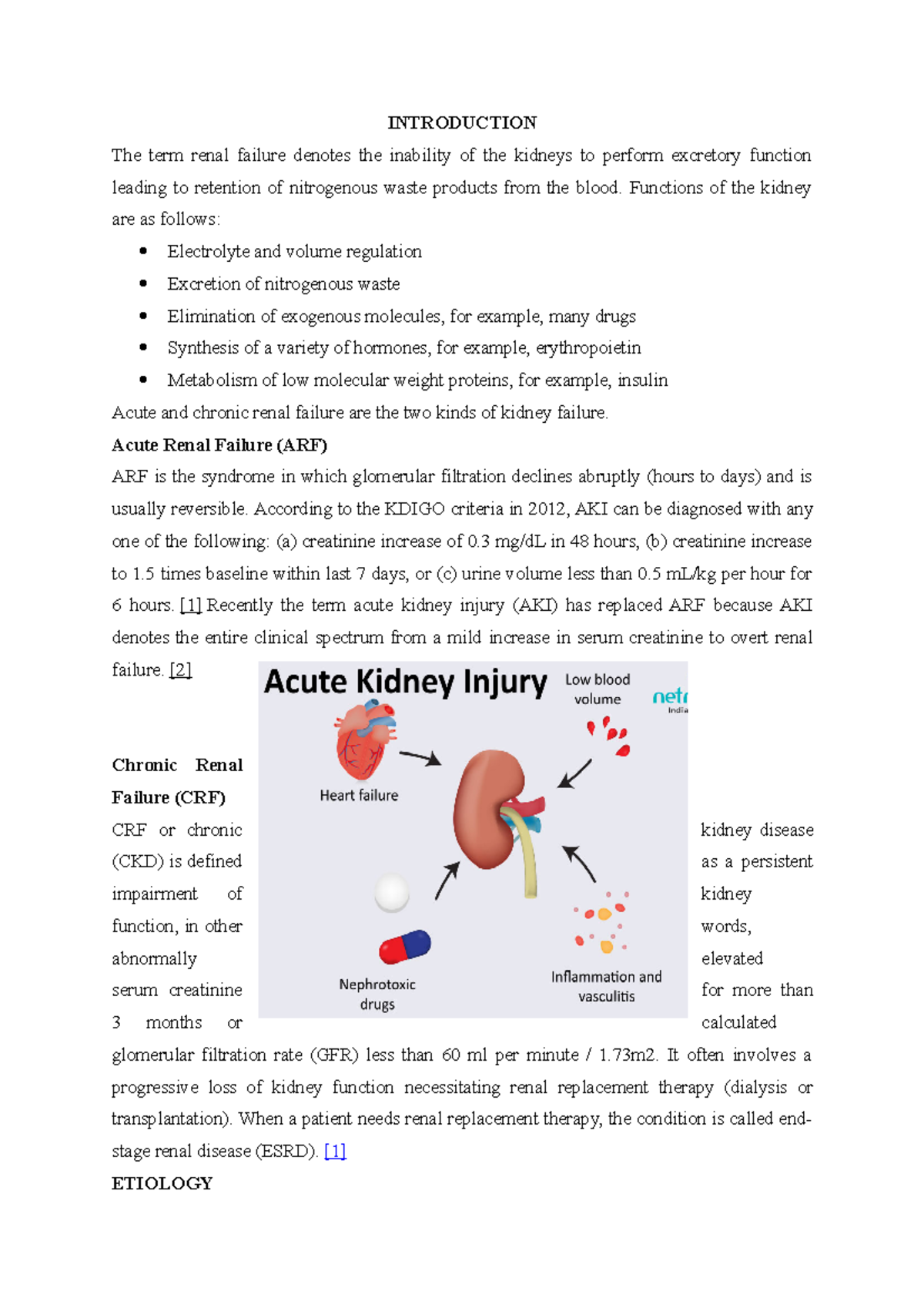 Introduction to renal failure - INTRODUCTION The term renal failure ...
