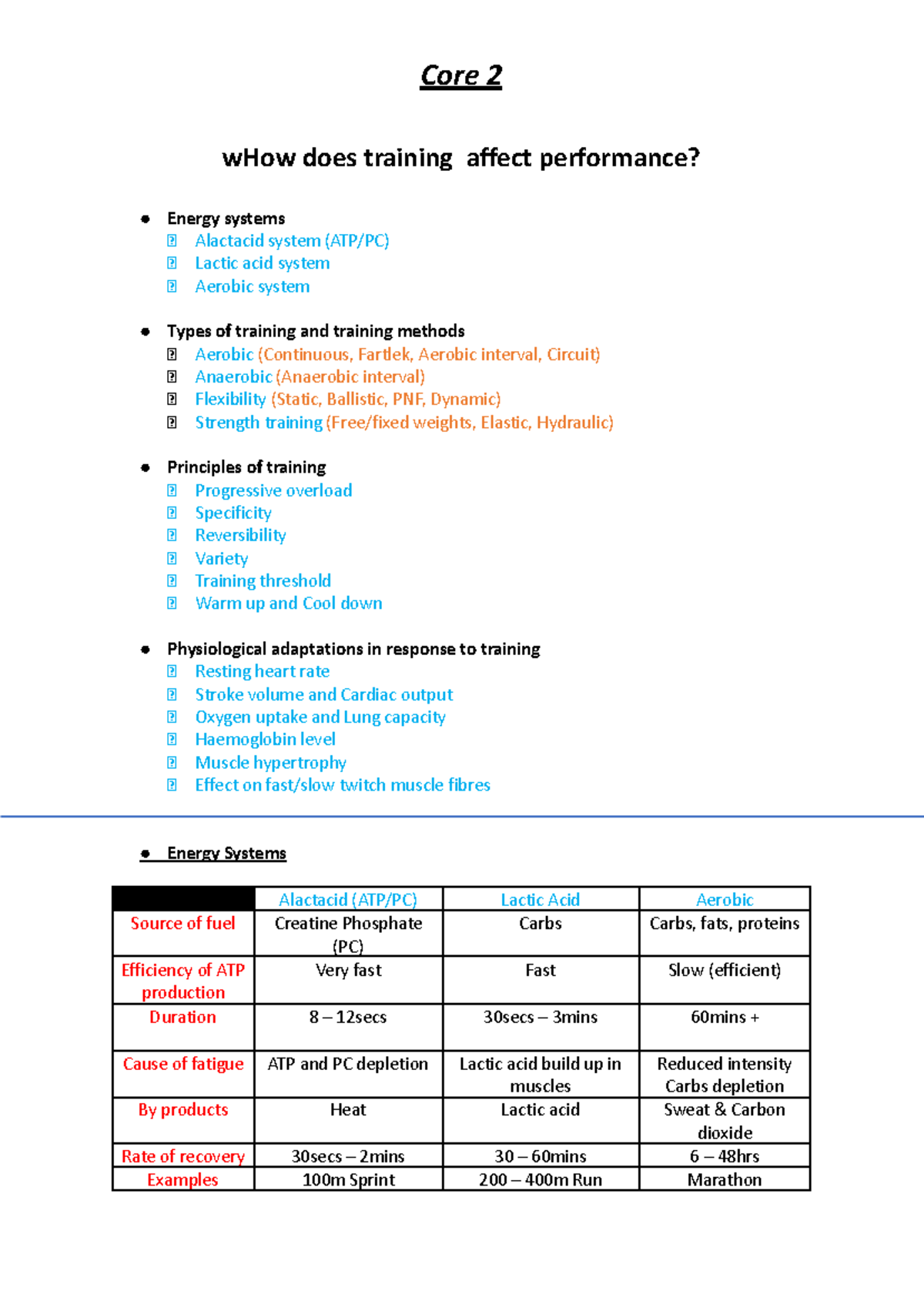 Pdhpe Core 2 Factors Affecting Performance - wHow does training affect ...