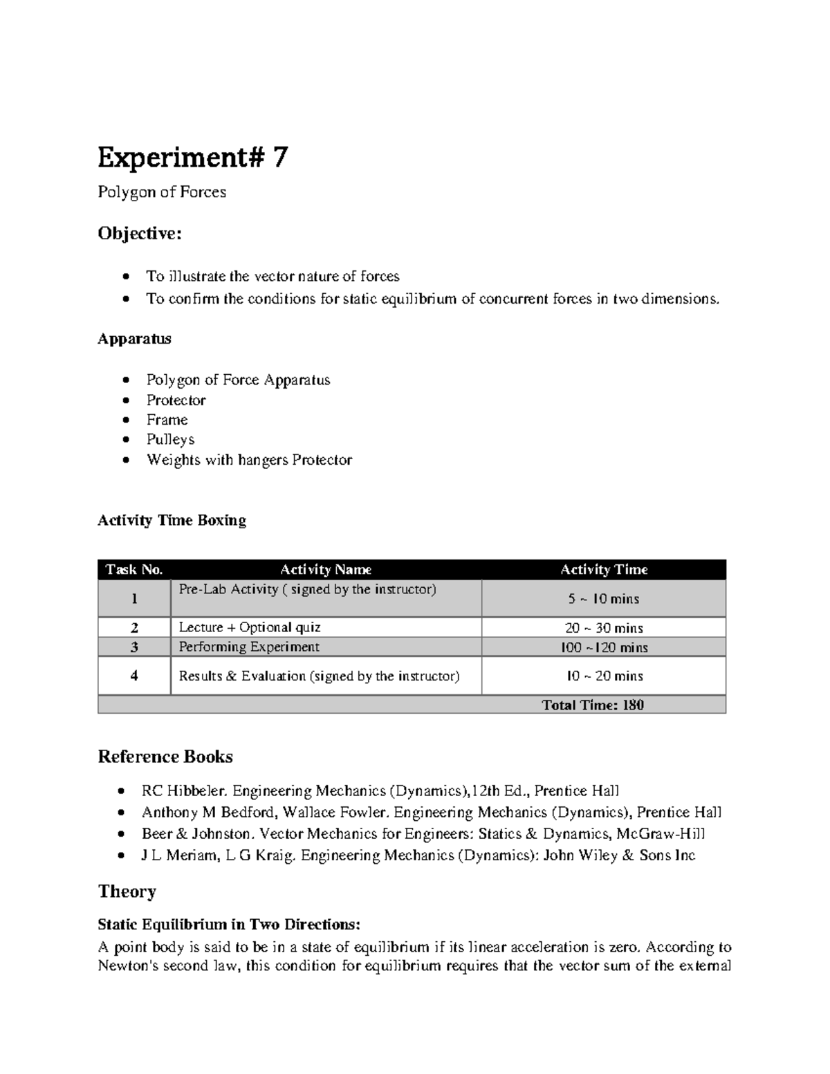Experiment 7 - Polygon of Forces - Experiment# 7 Polygon of Forces ...