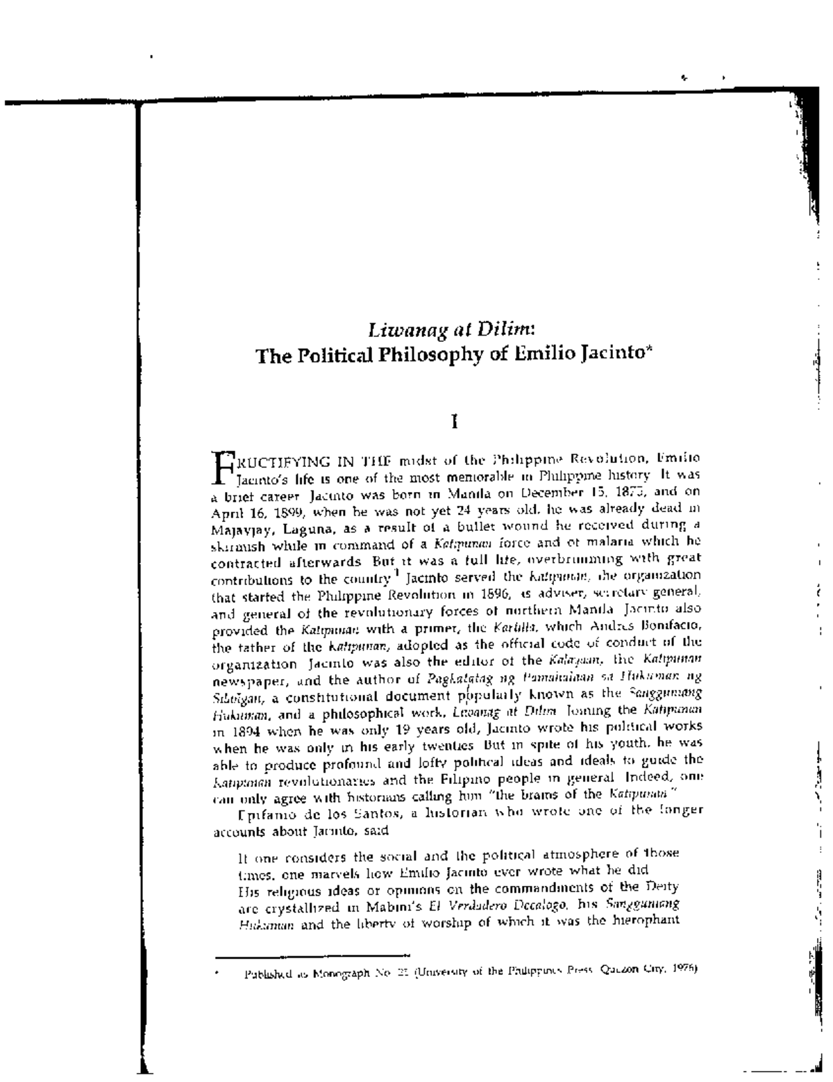Remigio agpalo liwanag at dilim the political philosophy of emilio ...