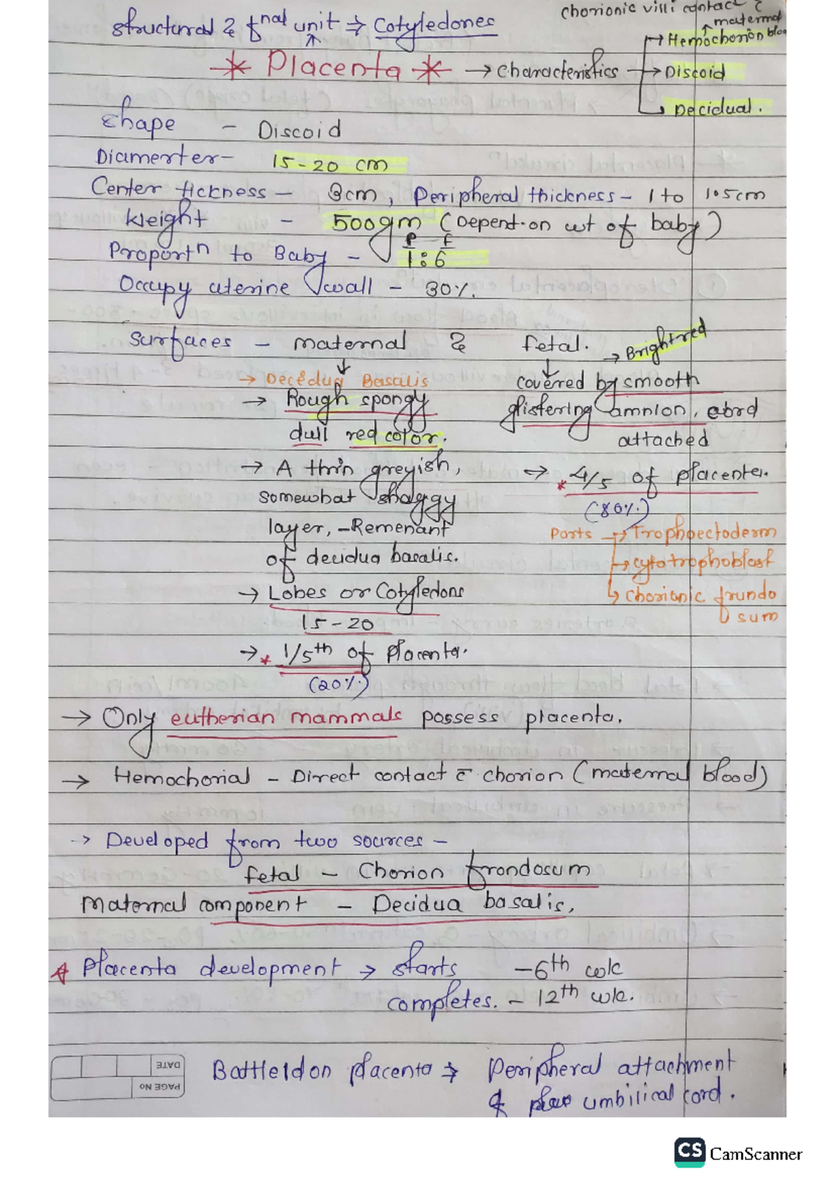 Placenta and It's abnormalities - nursing - Studocu