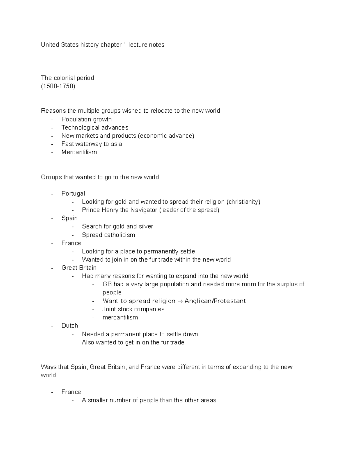 United States history chapter 1 - Studocu