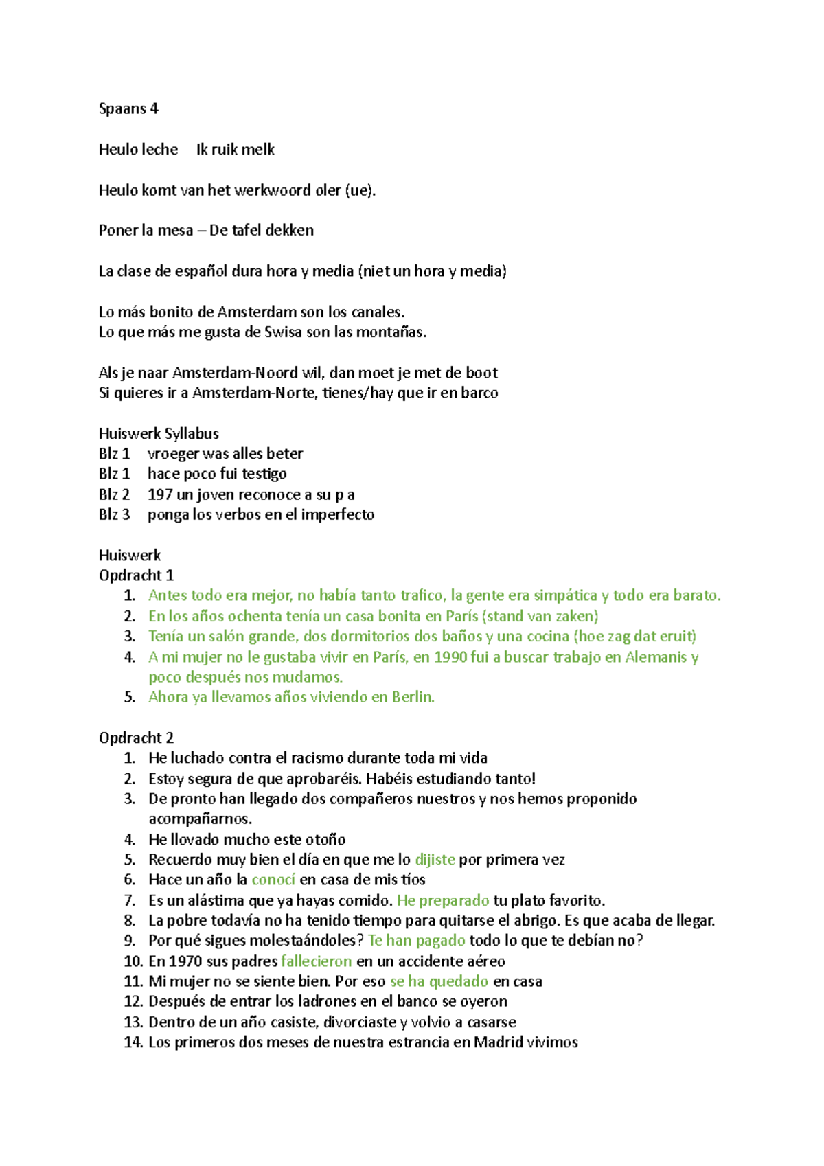 Spaans 4 oefenmateriaal en tips uit de les - Spaans 1 - Studeersnel