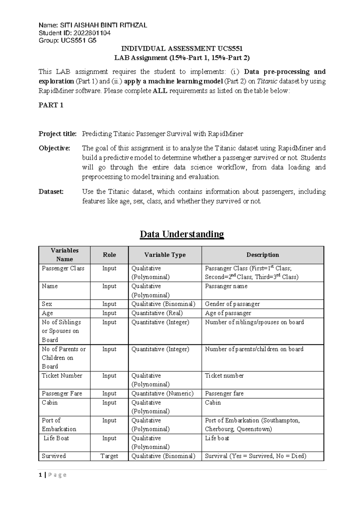 LAB Assessment UCS551 PART 1 - Student ID: 2022801104 Group: UCS551 G ...