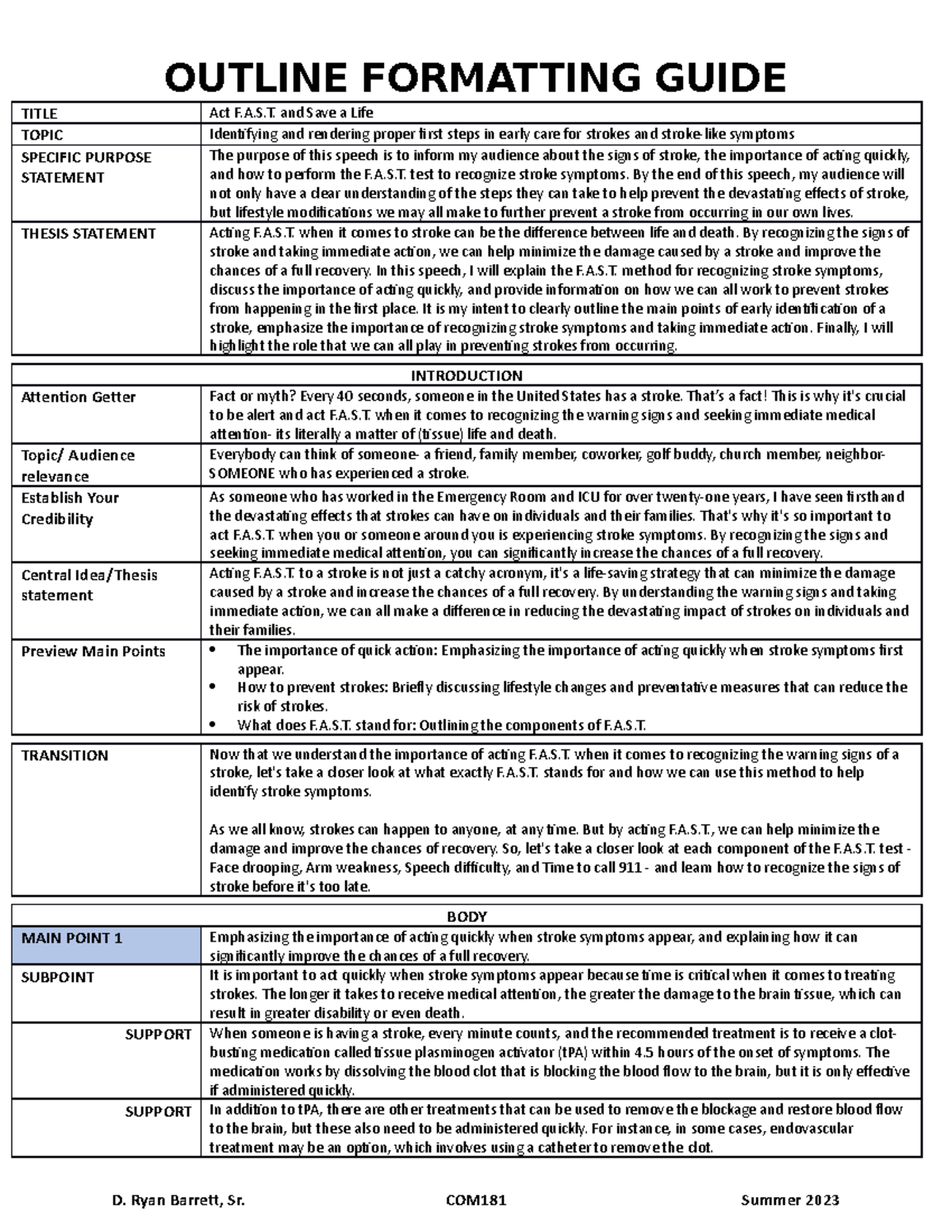 Outline Formatting Guide - COM101 - MCC - Studocu