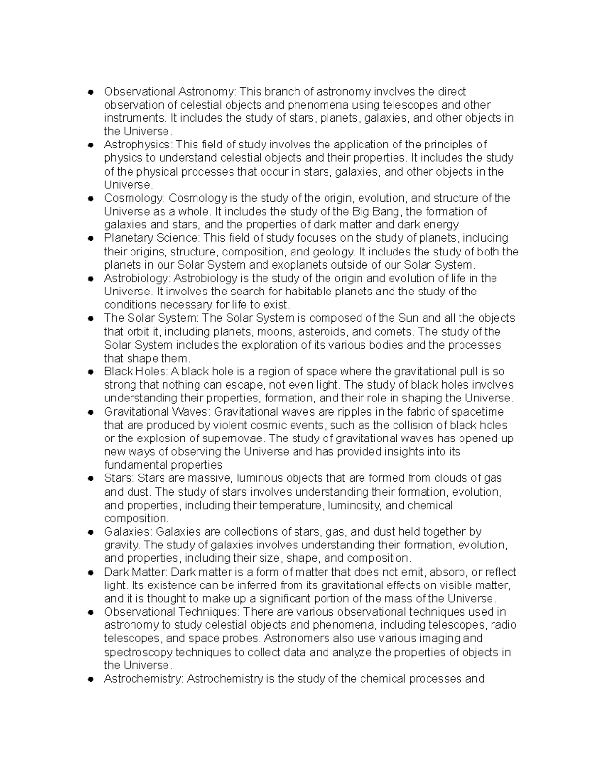 Notes on astronomy - Observational Astronomy: This branch of astronomy ...