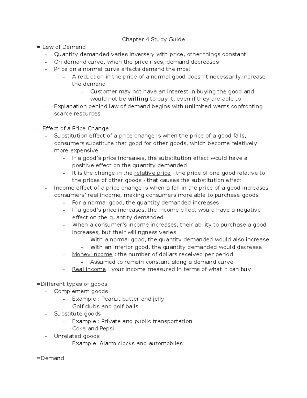 AP Econ Ch 4 Study Guide - Law of demand, types of goods, changes in ...