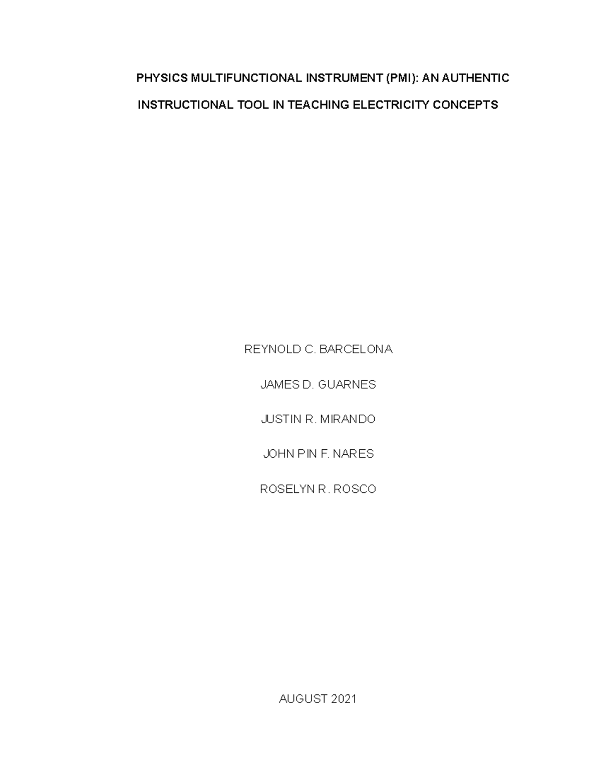 Revised Interpretation - PHYSICS MULTIFUNCTIONAL INSTRUMENT (PMI): AN ...