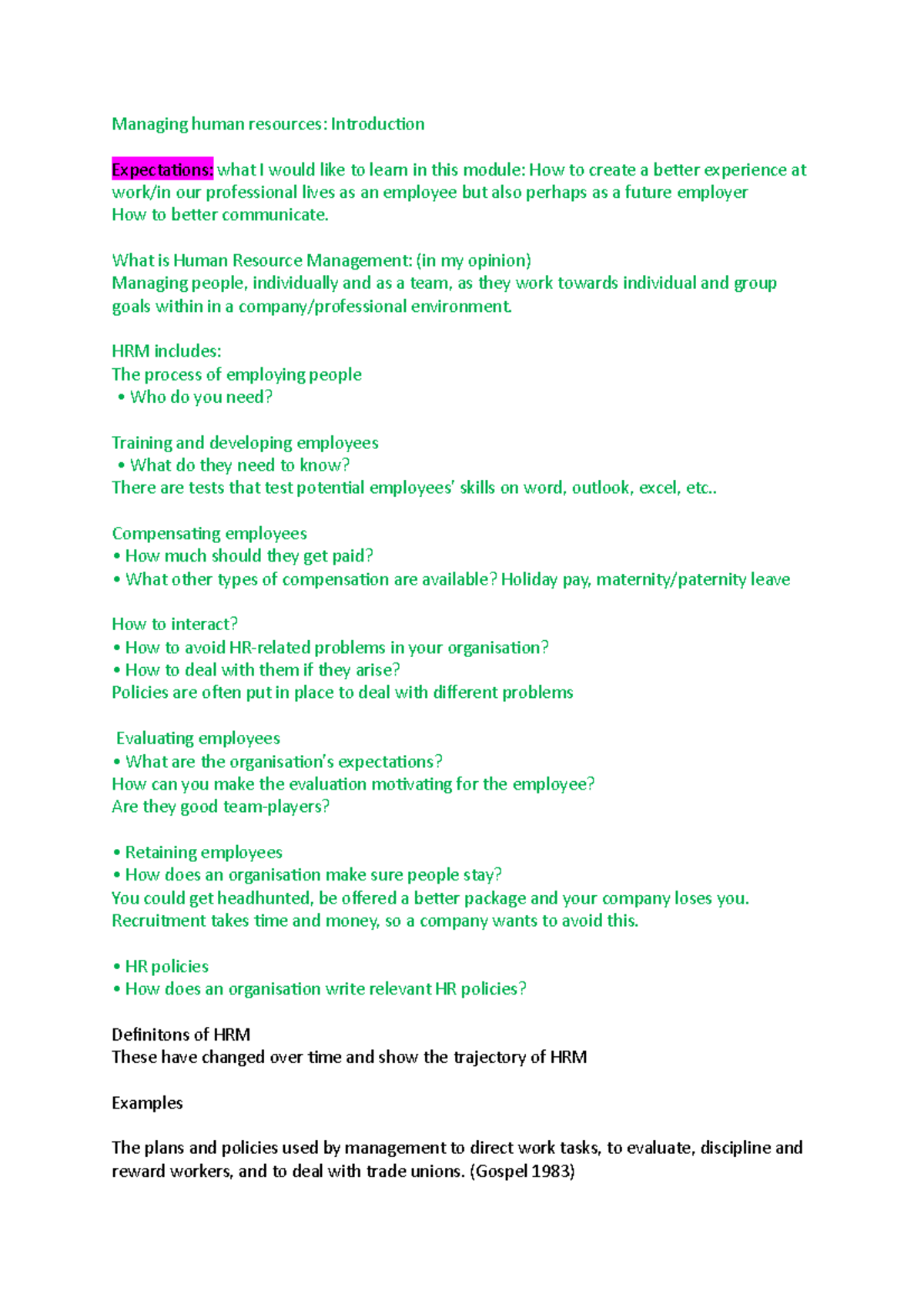 Managing human resources Introduction - Managing human resources ...