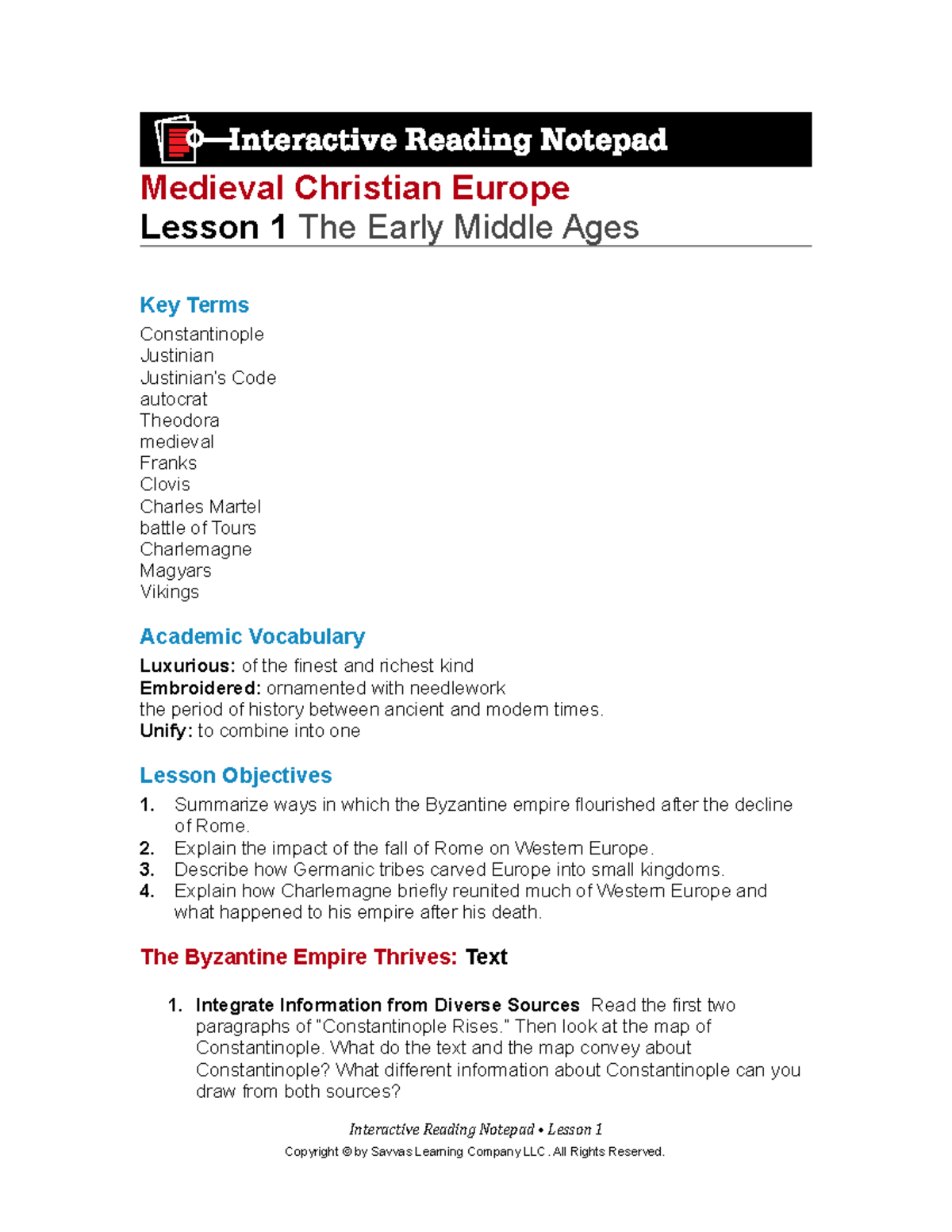 Note pad 1 - wqddsd - Medieval Christian Europe Lesson 1 The Early ...