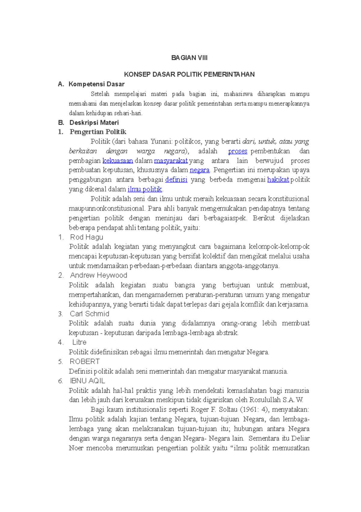 Konsep Dasar Politik Pemerintahan - BAGIAN VIII KONSEP DASAR POLITIK ...