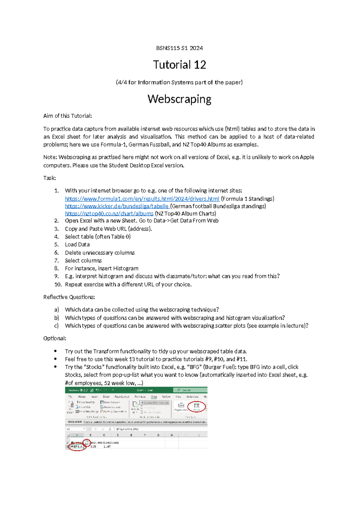 2024 S1 BSNS115 Tutorial 12 - BSNS115 S1 2024 Tutorial 12 (4/4 for ...
