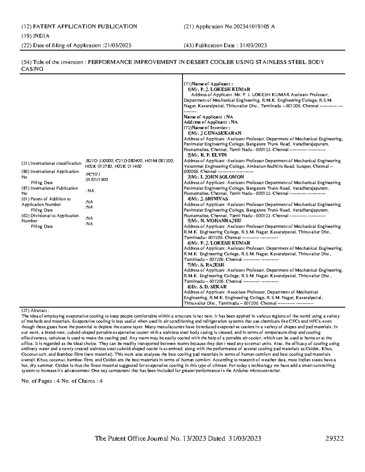 Published Proof - The Patent Office Journal No. 13/2023 Dated 31/03 ...