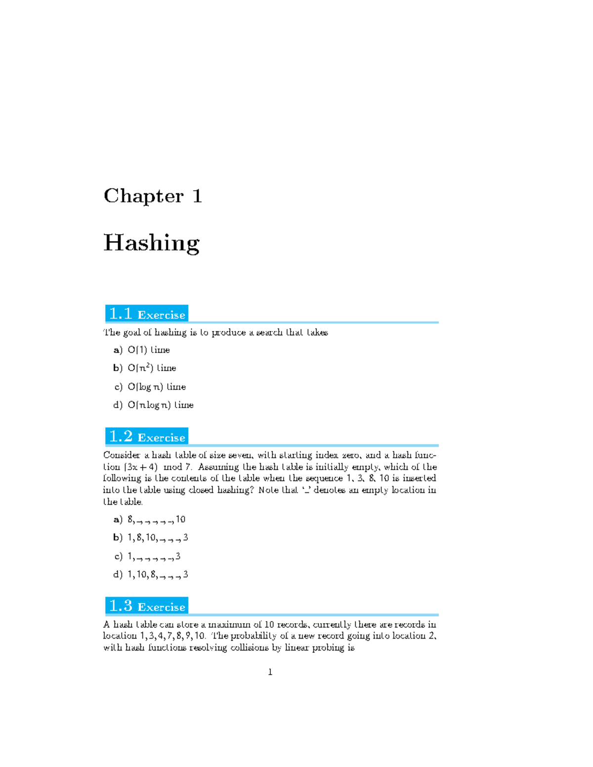 Practice Problems Final - Chapter 1 Hashing 1 ♦ ♦ s ♥ st♦♣r♦ s r t tt s a O( 1 - Studocu