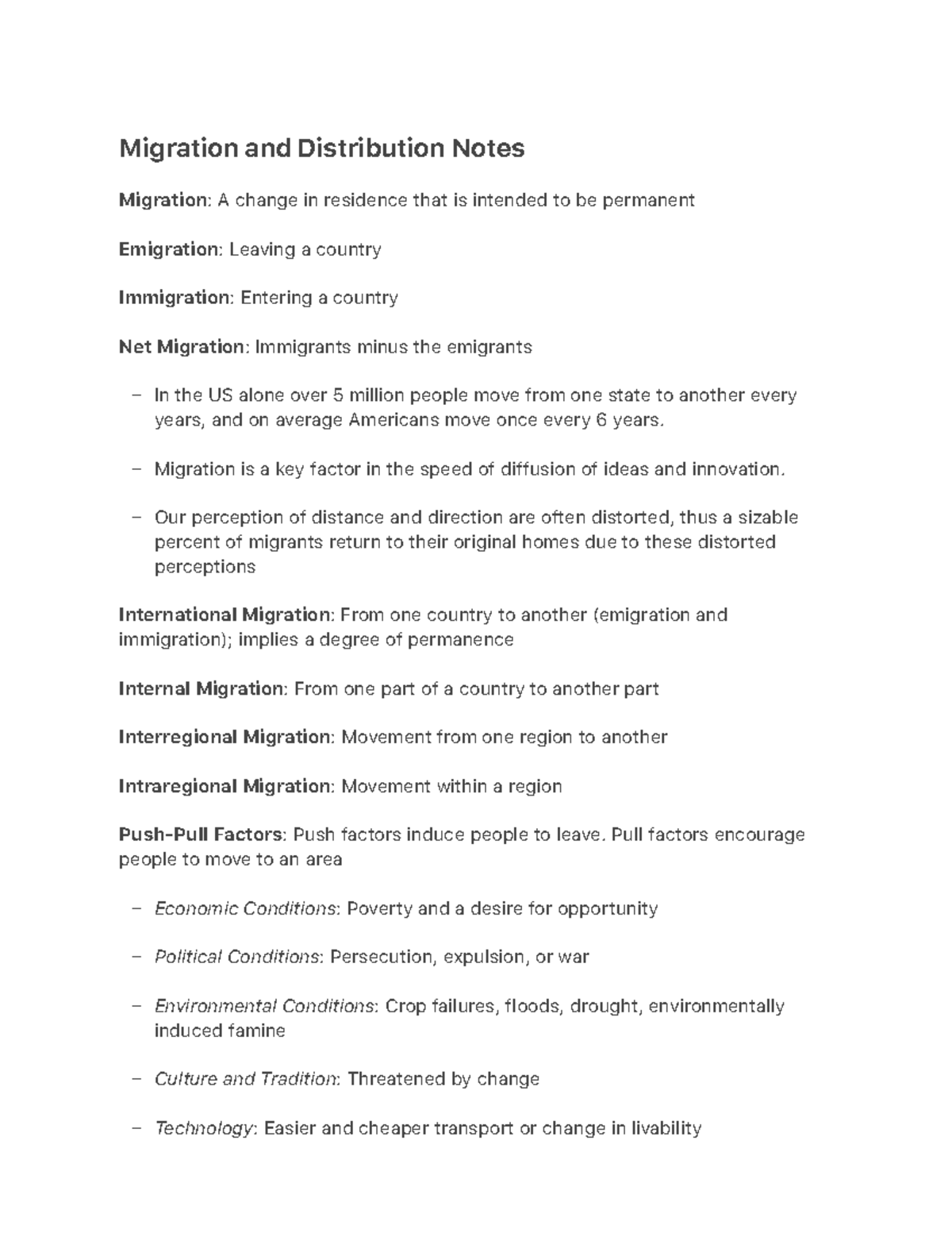 Migration and Distribution Notes - – – – – – – – – Migration and ...