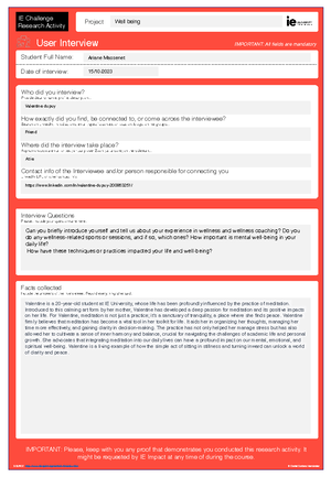 IEC Research Inventory - User Interview - Project Student Full Name ...