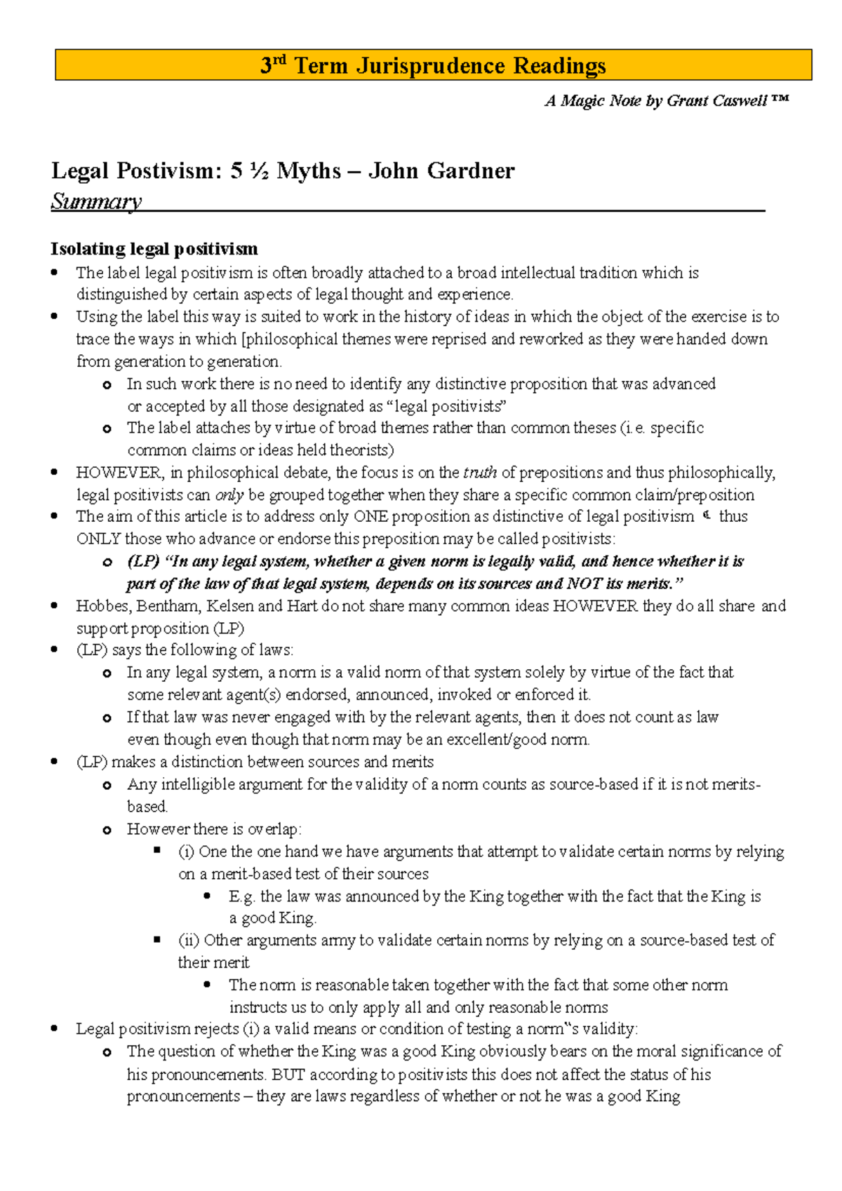 Jursiprudence Notes - 3 rd Term Jurisprudence Readings A Magic Note by ...