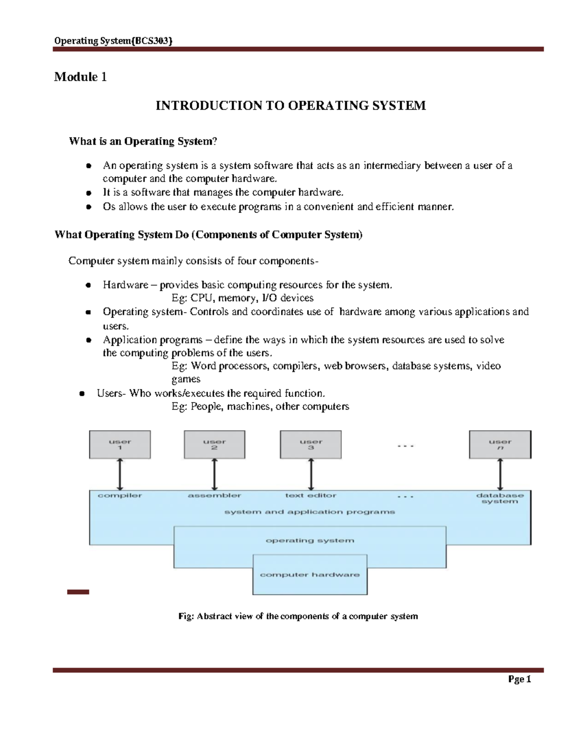 Module 1-OS BCS303 - easy to understand and helpful notes - Module 1 ...