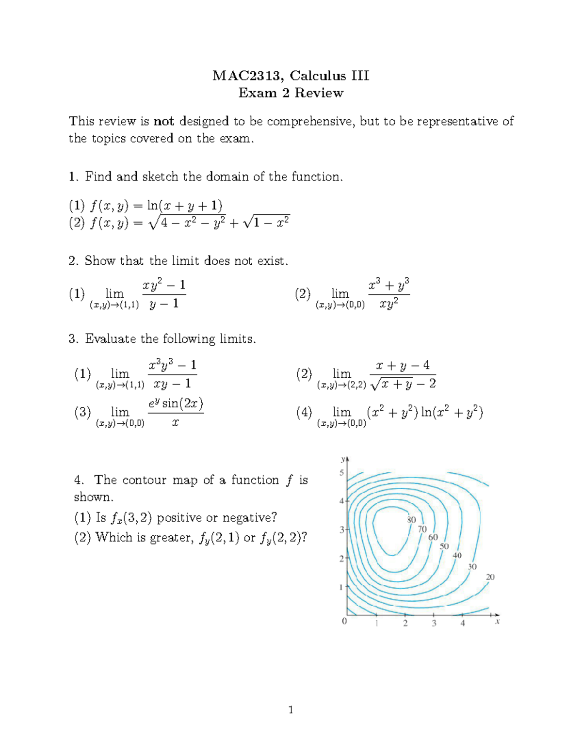 MAC2313 Review 2 - MAC2313, Calculus III Exam 2 Review This review is ...