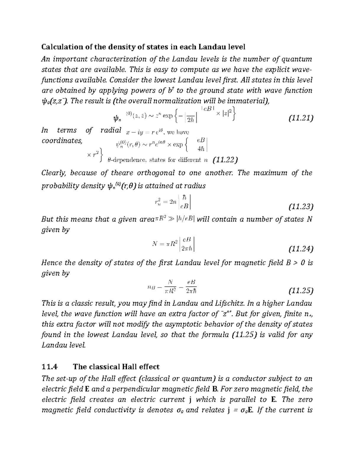 Calculation of the density of states in each Landau level - This is ...