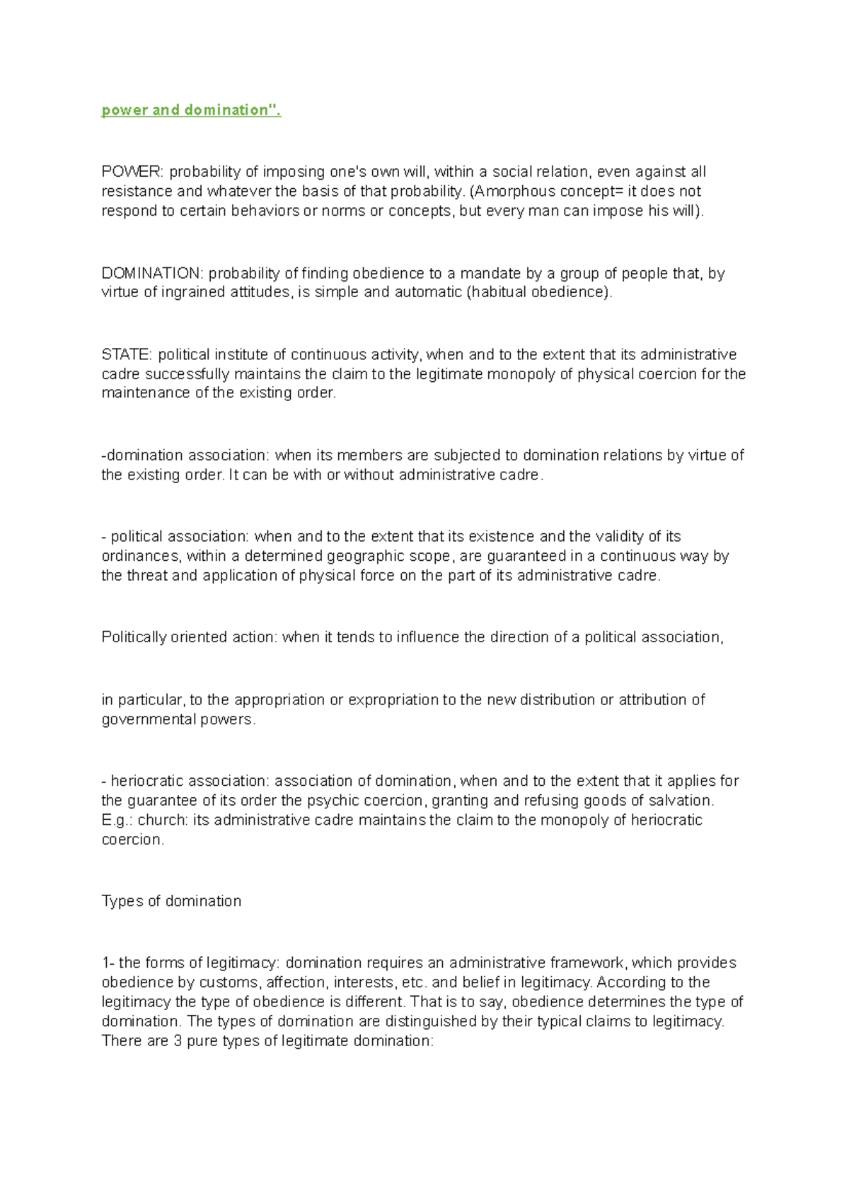Power and domination - Social Psychology introduction chapter 1 - power ...