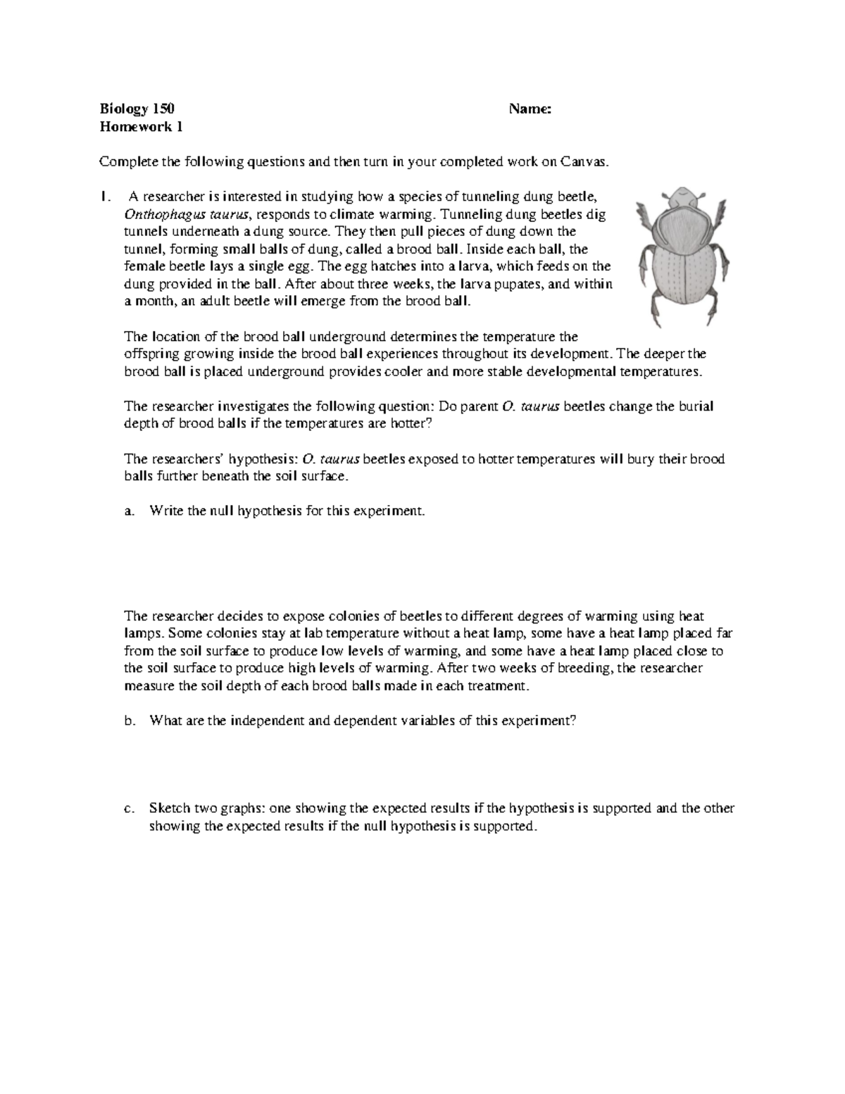 Biol150-HW1-S23 - Lecture Notes from class. - Biology 150 Name ...