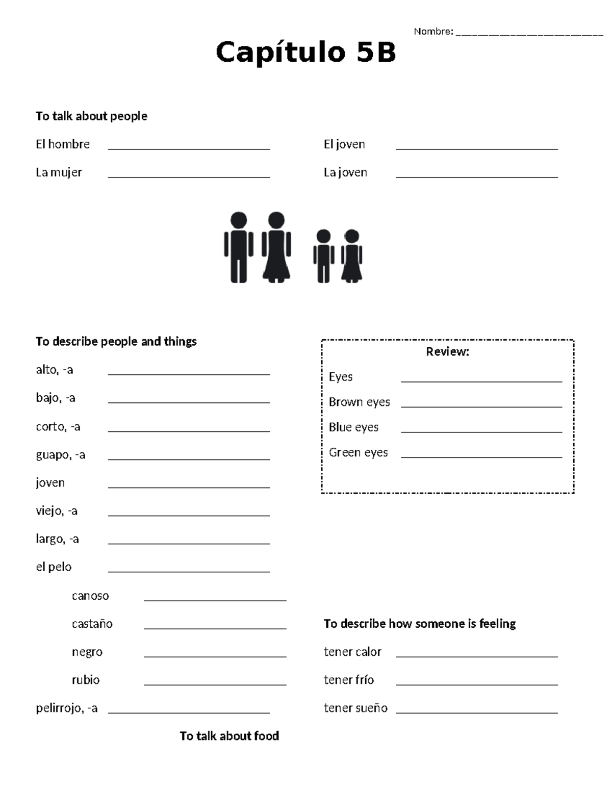 Realidades 5BPacketfor Practiceand Review Level 1-1 - Capítulo 5B To ...