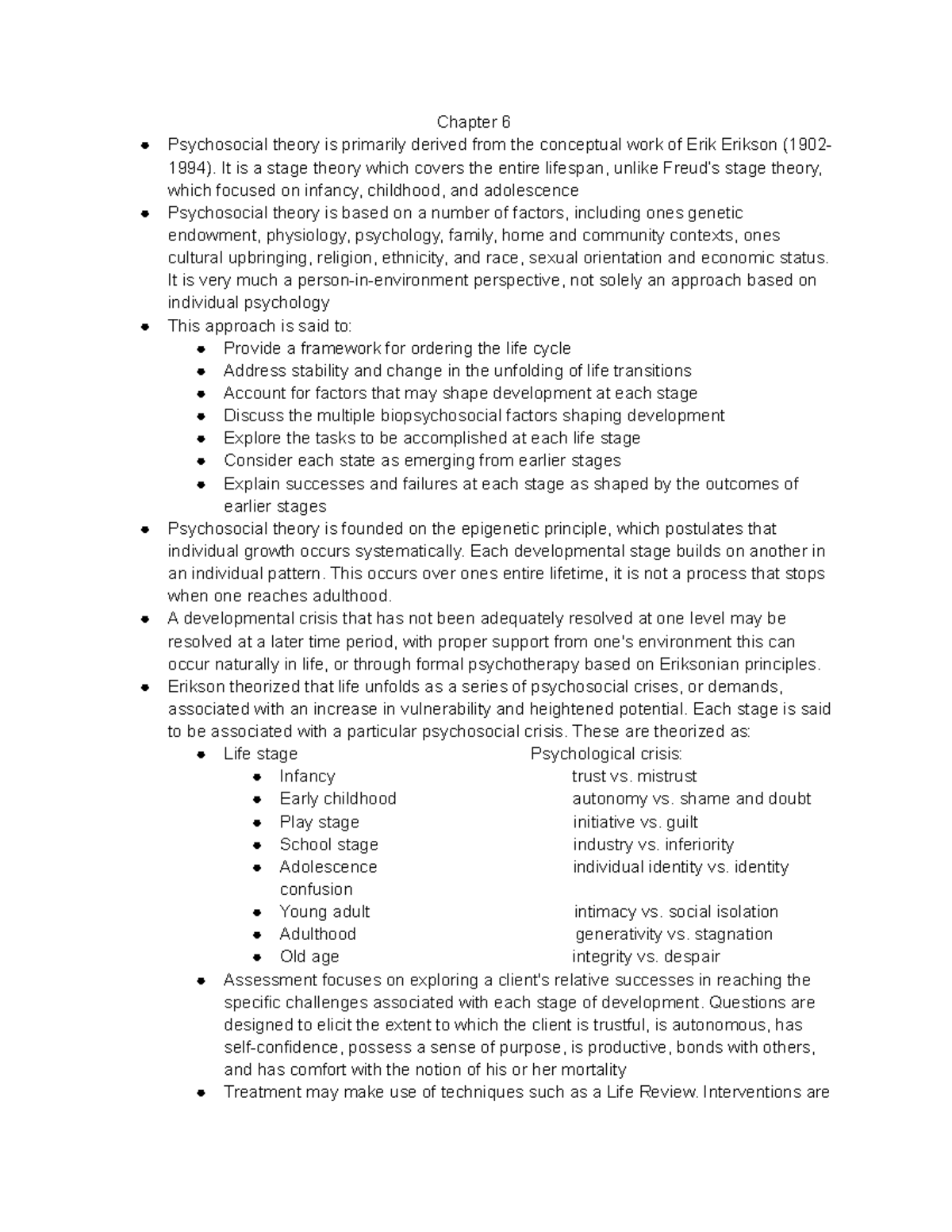 Chapter 6 SWTP - Ingrid Russo - Chapter 6 Psychosocial theory is ...