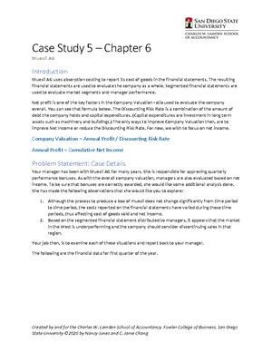 Case Study Chapter 5 - Created by and for the Charles W. Lamden School of Accountancy, Fowler ...