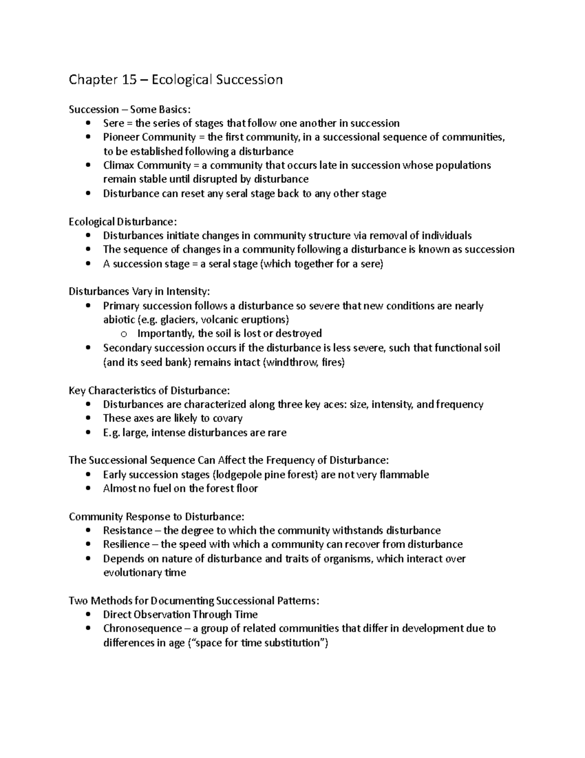 Ecology Chapter 15 - Chapter 15 – Ecological Succession Succession ...