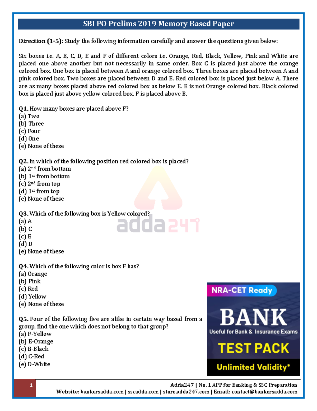 Sbi po prelims 2019 - Ahshsh - 1 Adda247 | No. 1 APP for Banking & SSC ...