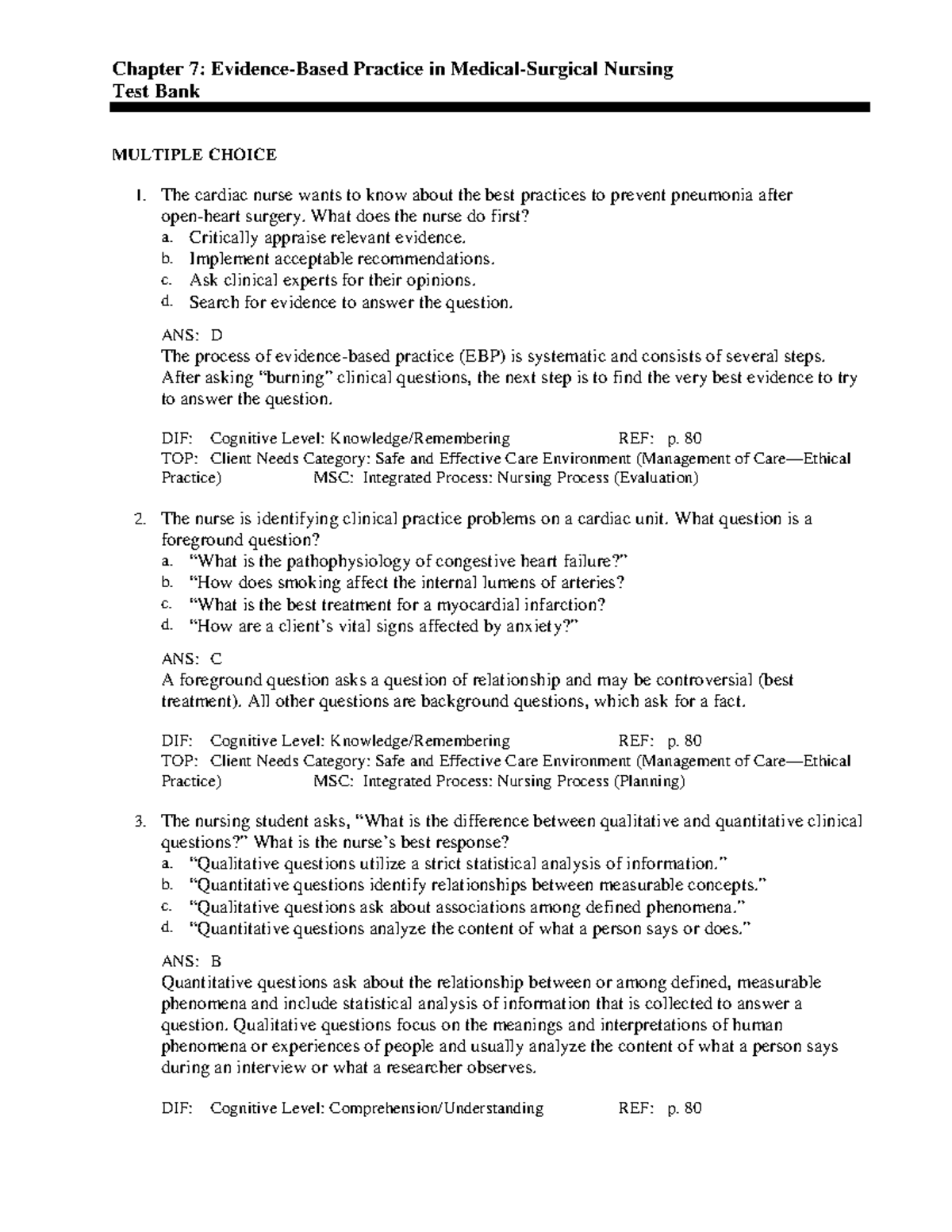 7 - Question & Answers TB - Medical-Surgical Nursing - Chapter 7 ...