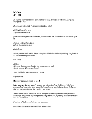 Medea notes - September 19 notes MEDEA Lines 230-25 5 - Women are ...