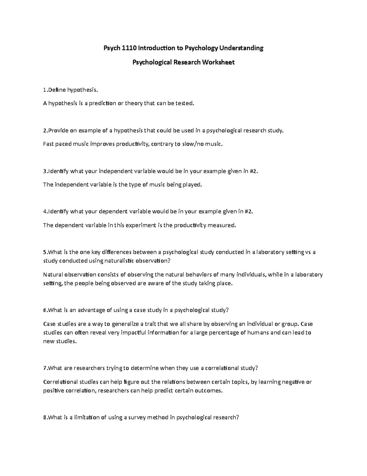 Chapter 1 - Understanding Psychological Research - Psych 1110 ...