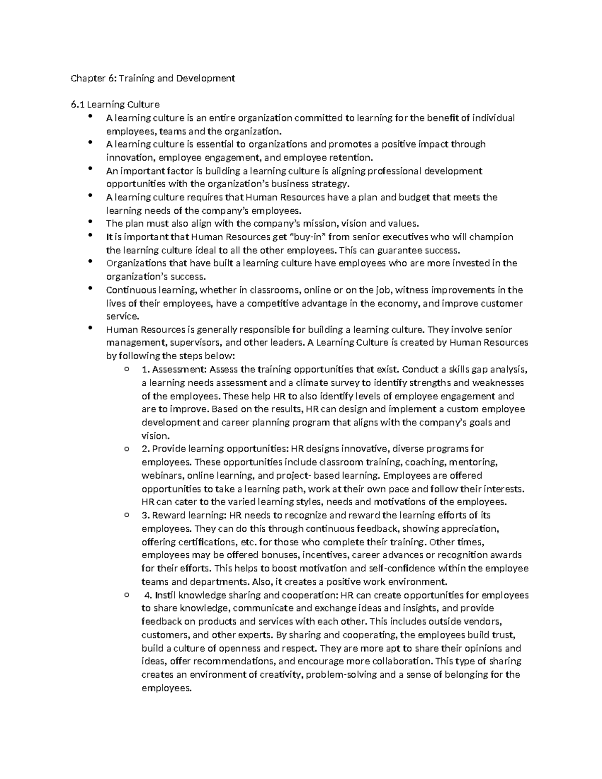 6041 Chapter 6 - textbook notes - Chapter 6: Training and Development 6 ...