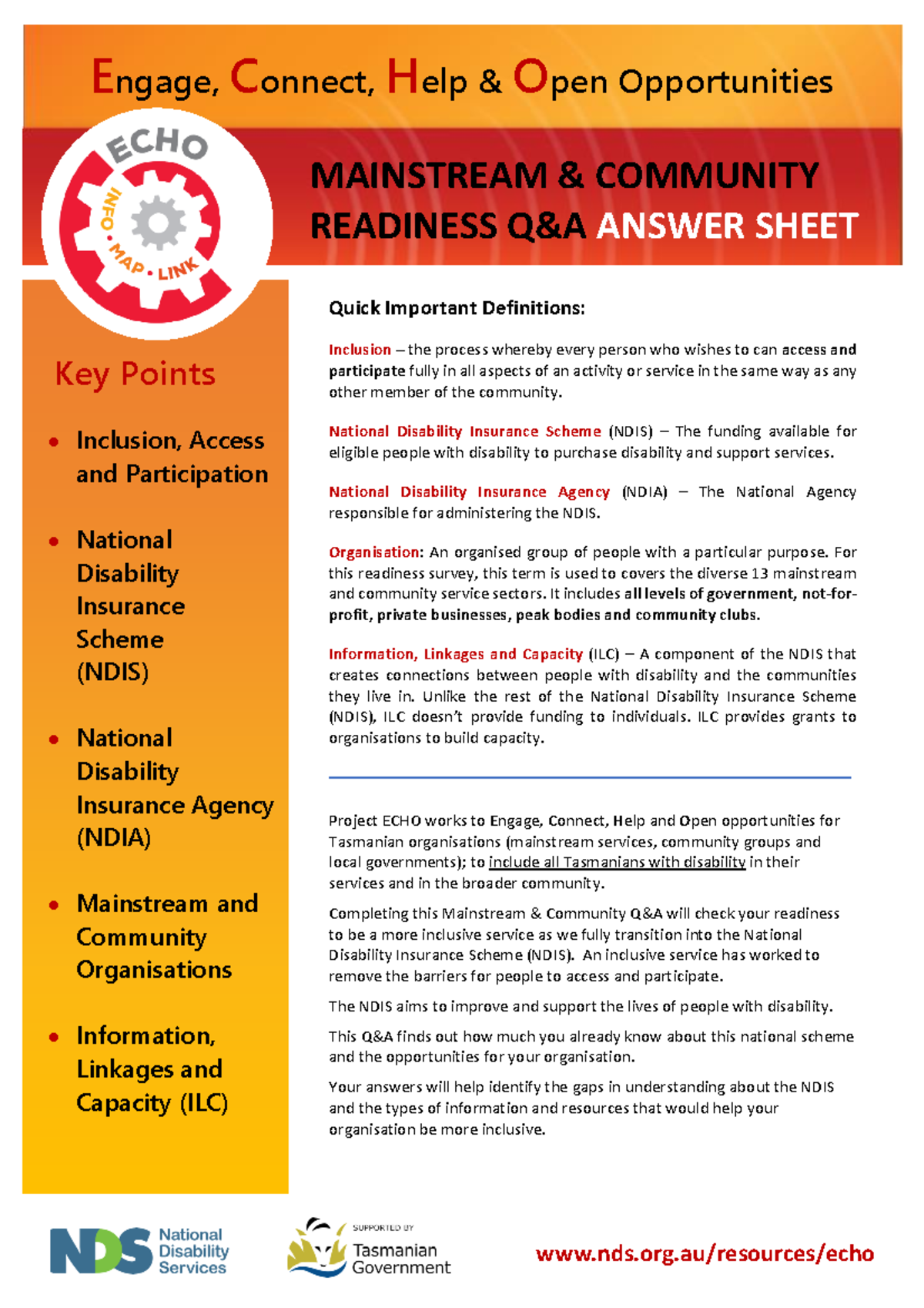 NDIS Readiness Qand A Answer Factsheet - Project ECHO works to E ngage ...
