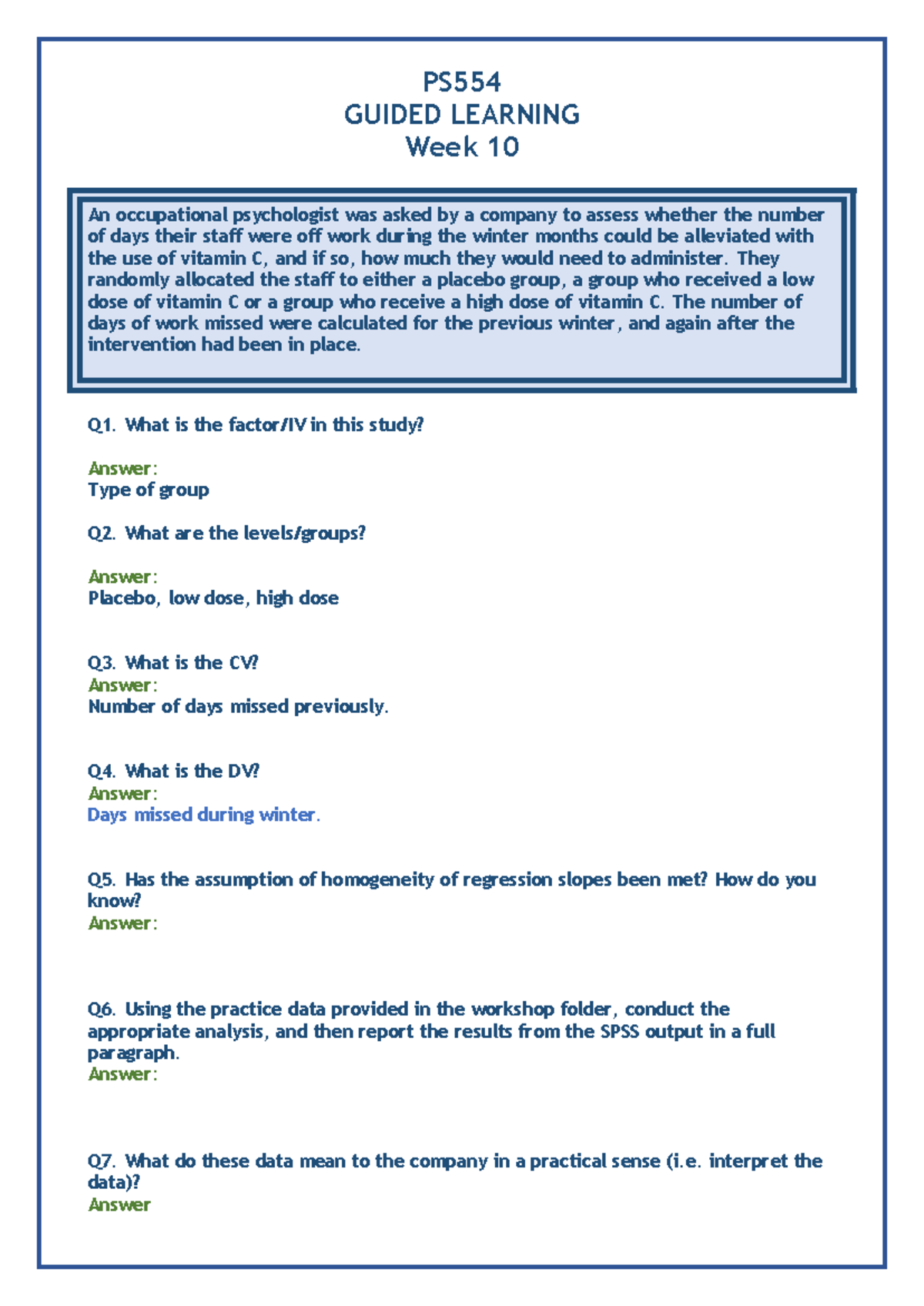 Guided Learning - Week 10 - PS GUIDED LEARNING Week 10 An occupational ...