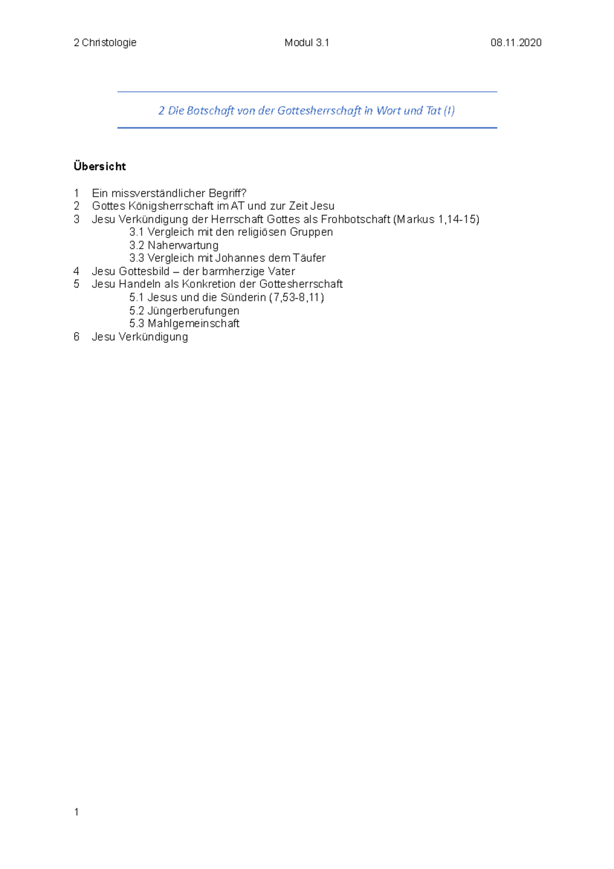 Roth Vorlesung 2 Gottesherrschaft - 2 Die Botschaft von der ...