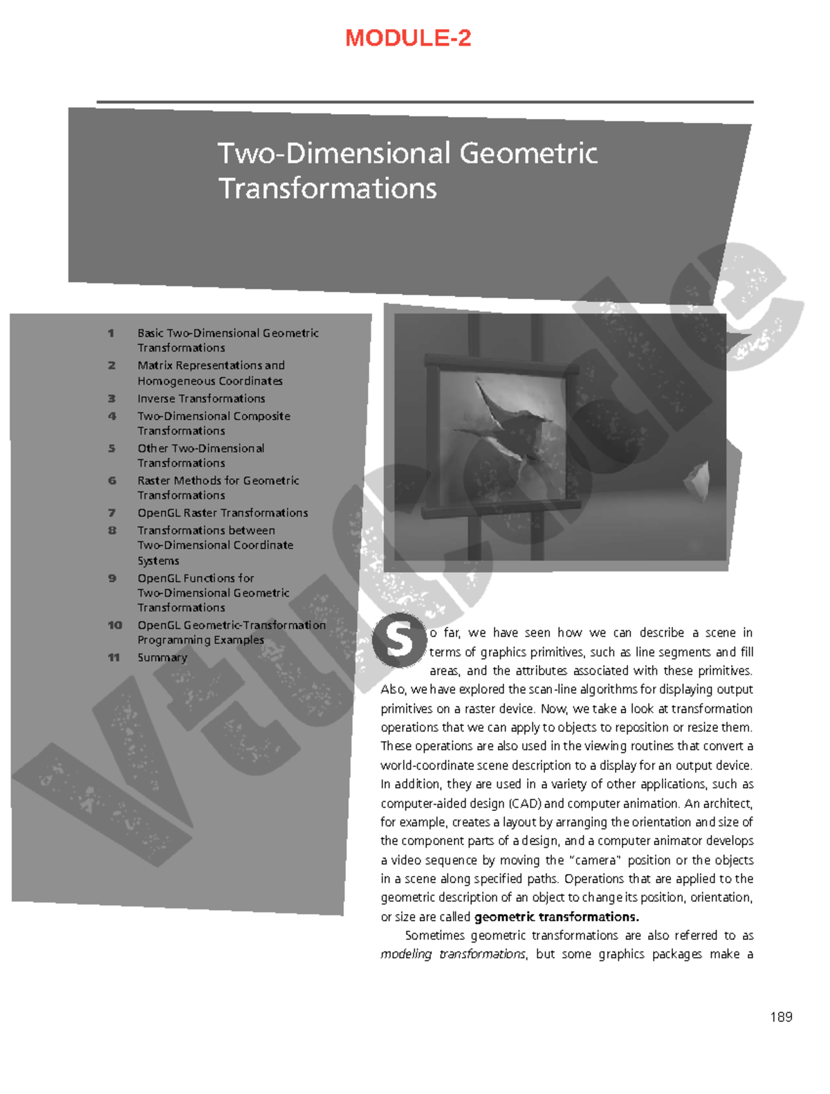 @vtucode - Two-Dimensional Geometric Transformations 1 Basic Two-Dimensional Geometric - Studocu