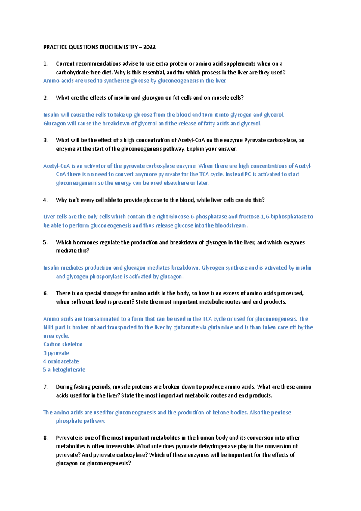 Practice questions Med Biochemistry 2022 - PRACTICE QUESTIONS ...