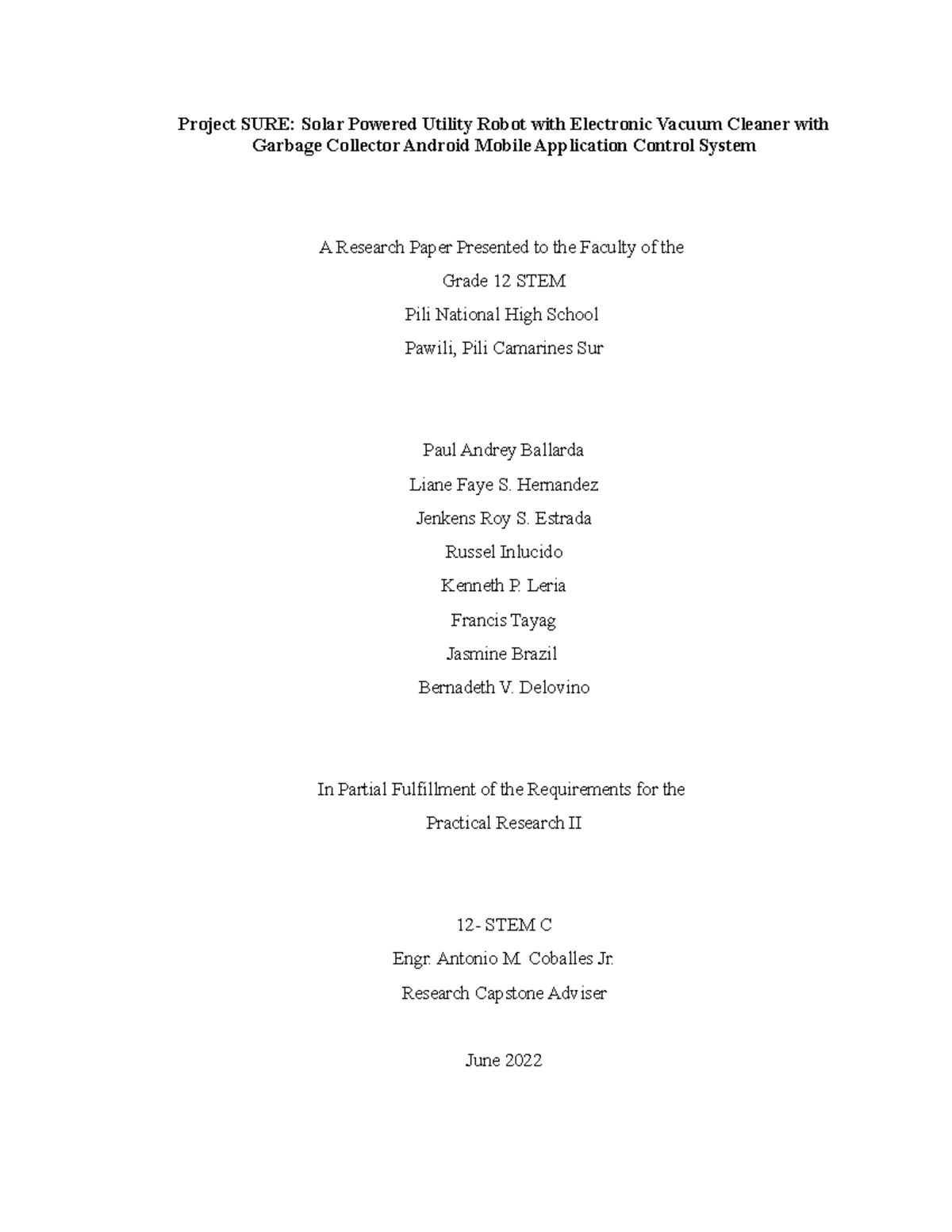 Project SURE Solar Powered Utility Robot with Electronic Vacuum Cleaner ...