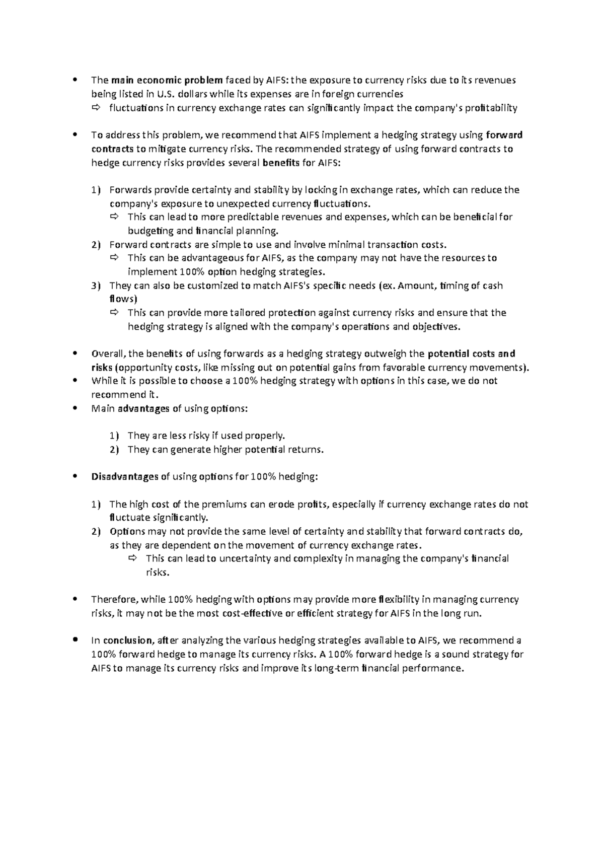 Assignment - AIFS Case Study - The main economic problem faced by AIFS ...