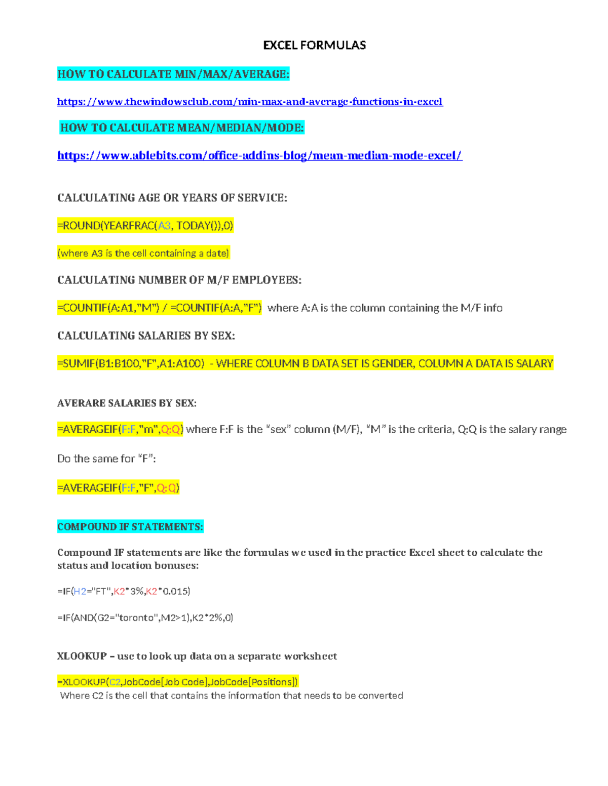 Excel Formulas And Tips Excel Formulas How To Calculate Minmax