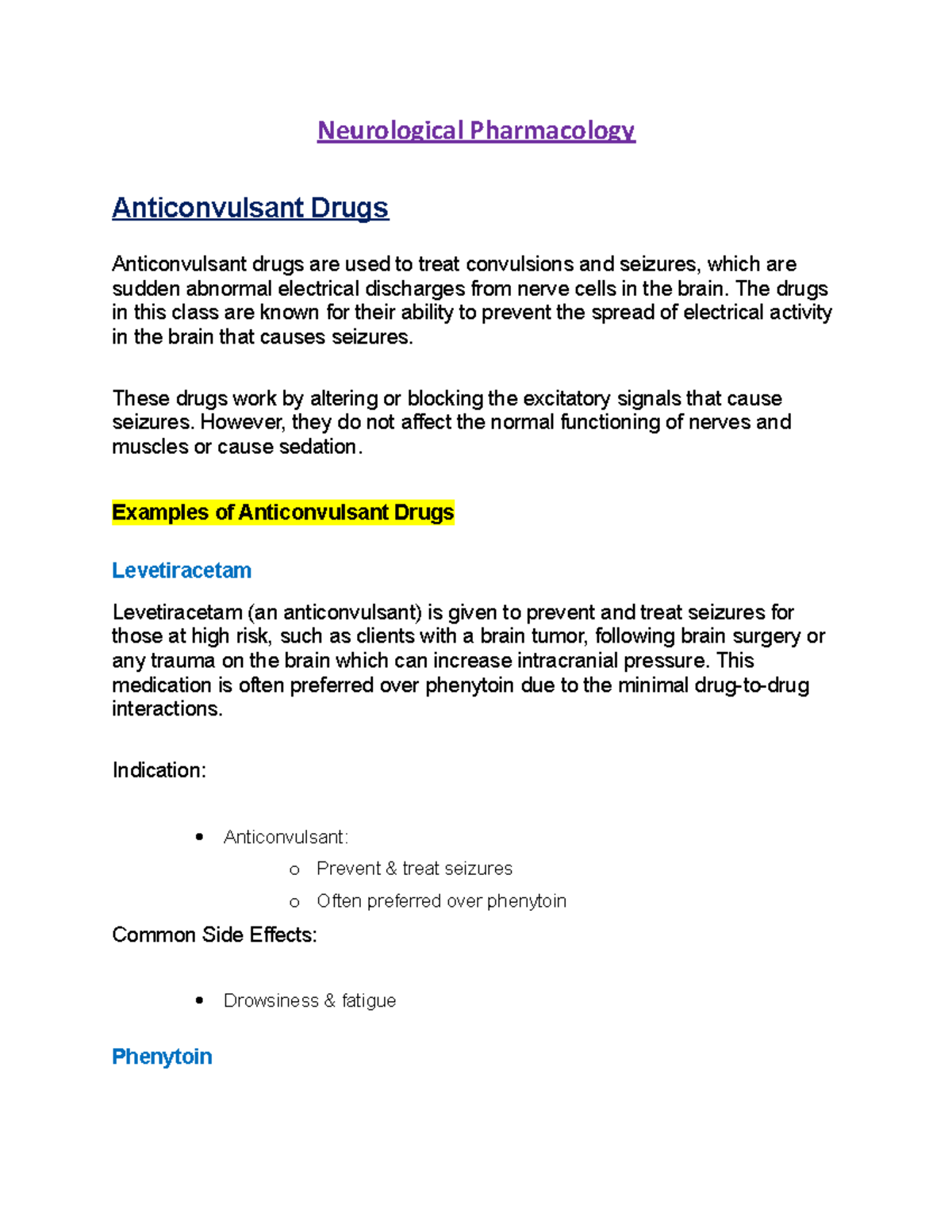 Neurological Pharmacology Lecture - Neurological Pharmacology ...