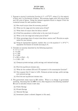 ECON2002 Problem Set 2 Solutions - Macroeconomics 1 - Studocu