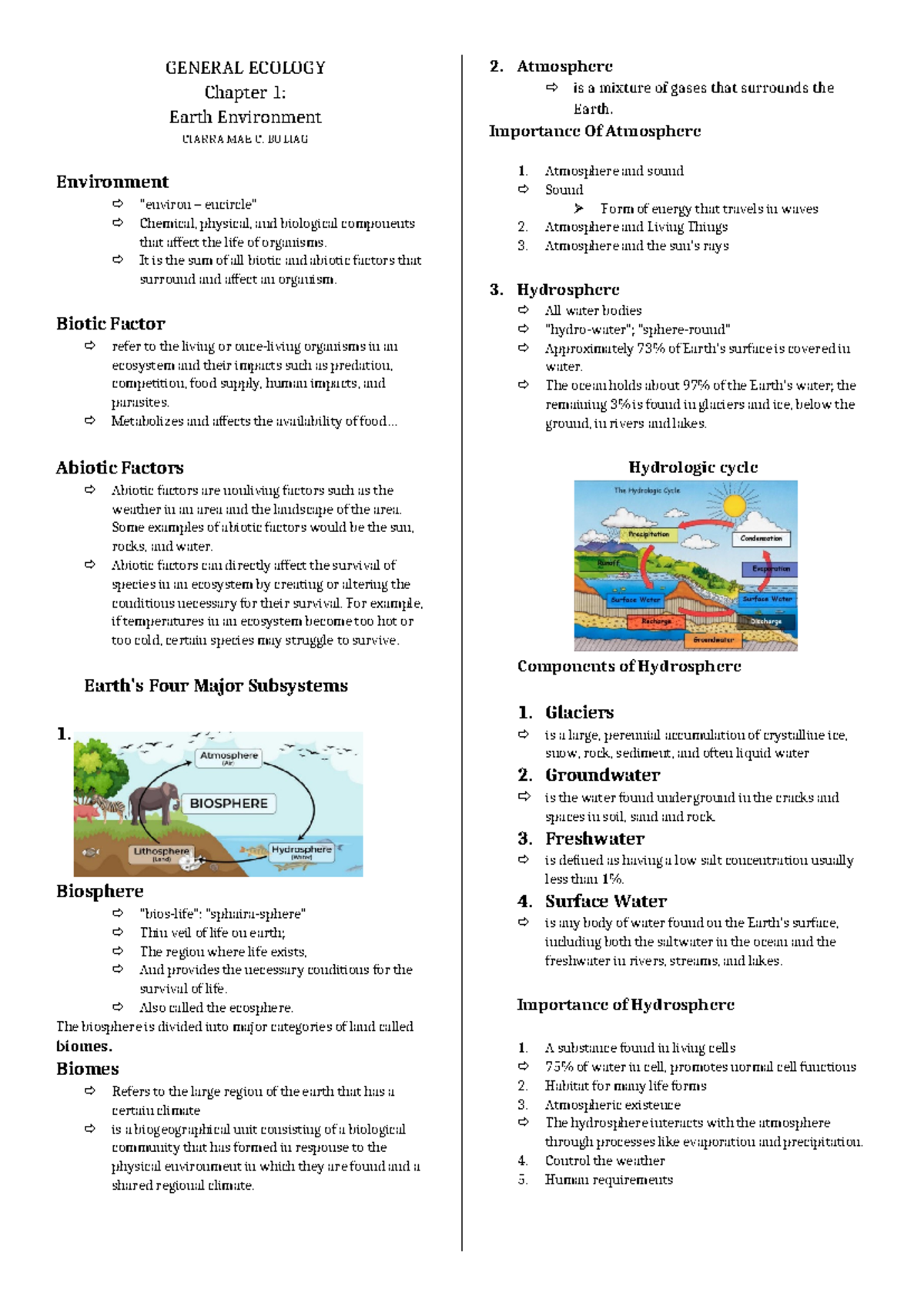 General Ecology - GENERAL ECOLOGY Chapter 1: Earth Environment CIARRA ...