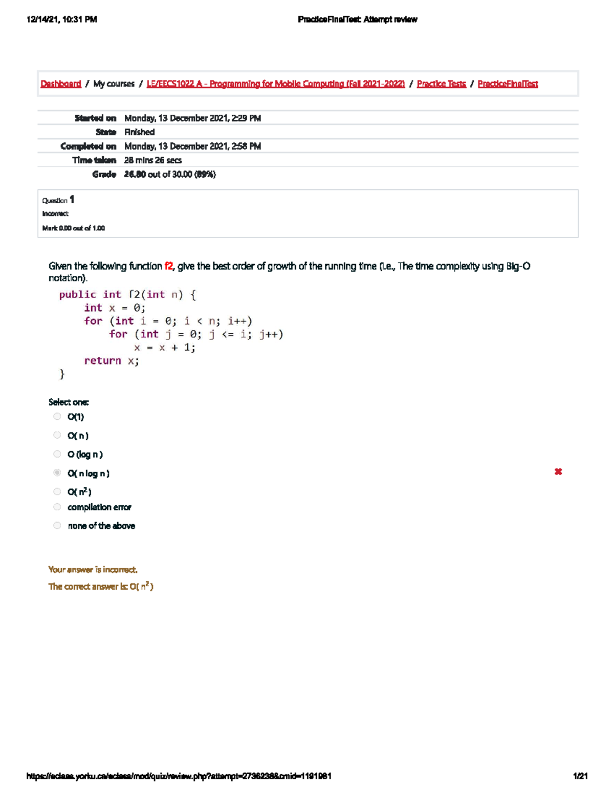 6 - Test Question - EECS 1021 - Studocu