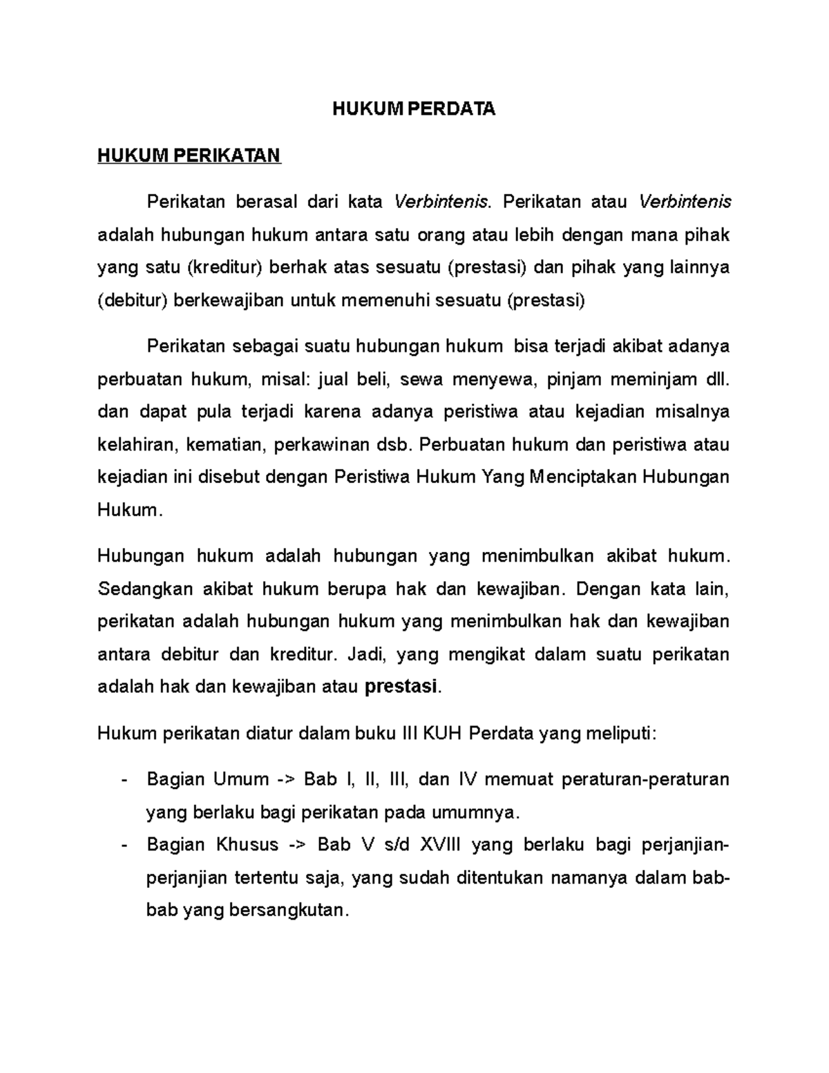Hukum Perdata - Hukum Perikatan dan Subyek Obyeknya - HUKUM PERDATA ...