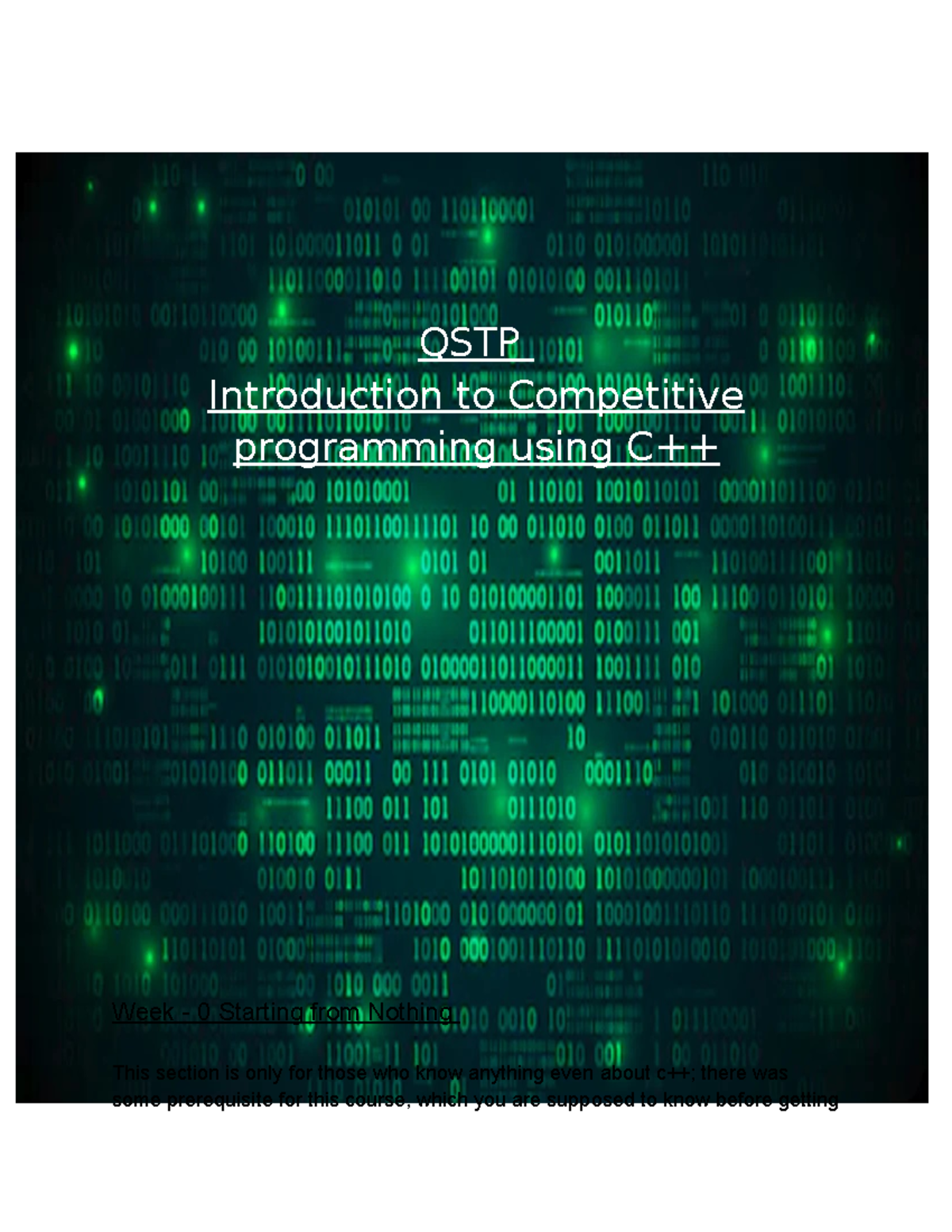Competitive Coding QSTP - QSTP Introduction to Competitive programming ...