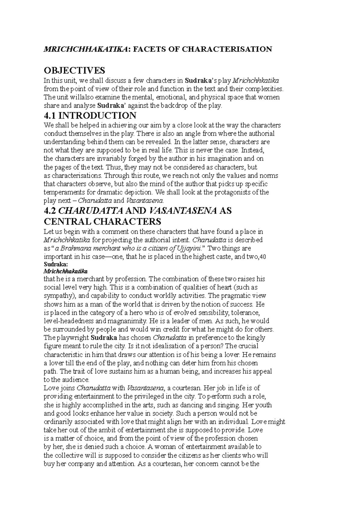 Mrichchhakatika Facets OF Characterisation - MRICHCHHAKATIKA: FACETS OF ...